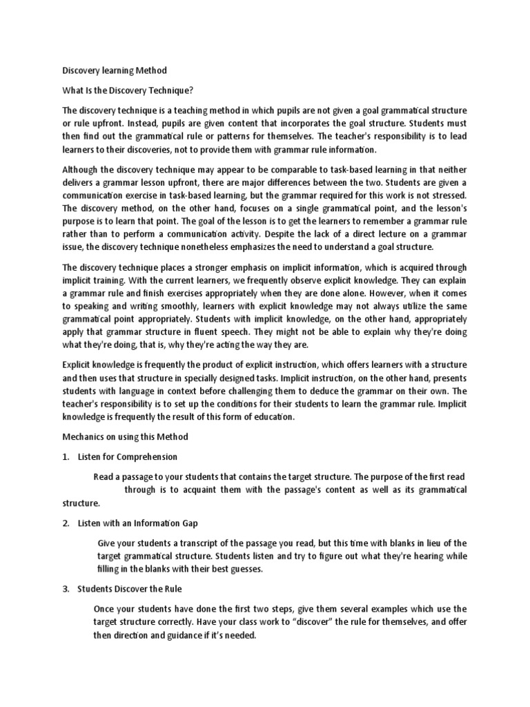 Discovery Learning for Educators | PDF | Learning | Grammar