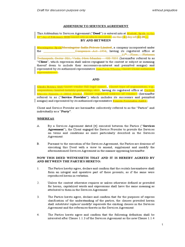 Addendum To Services Agreement | PDF | Audit | Government