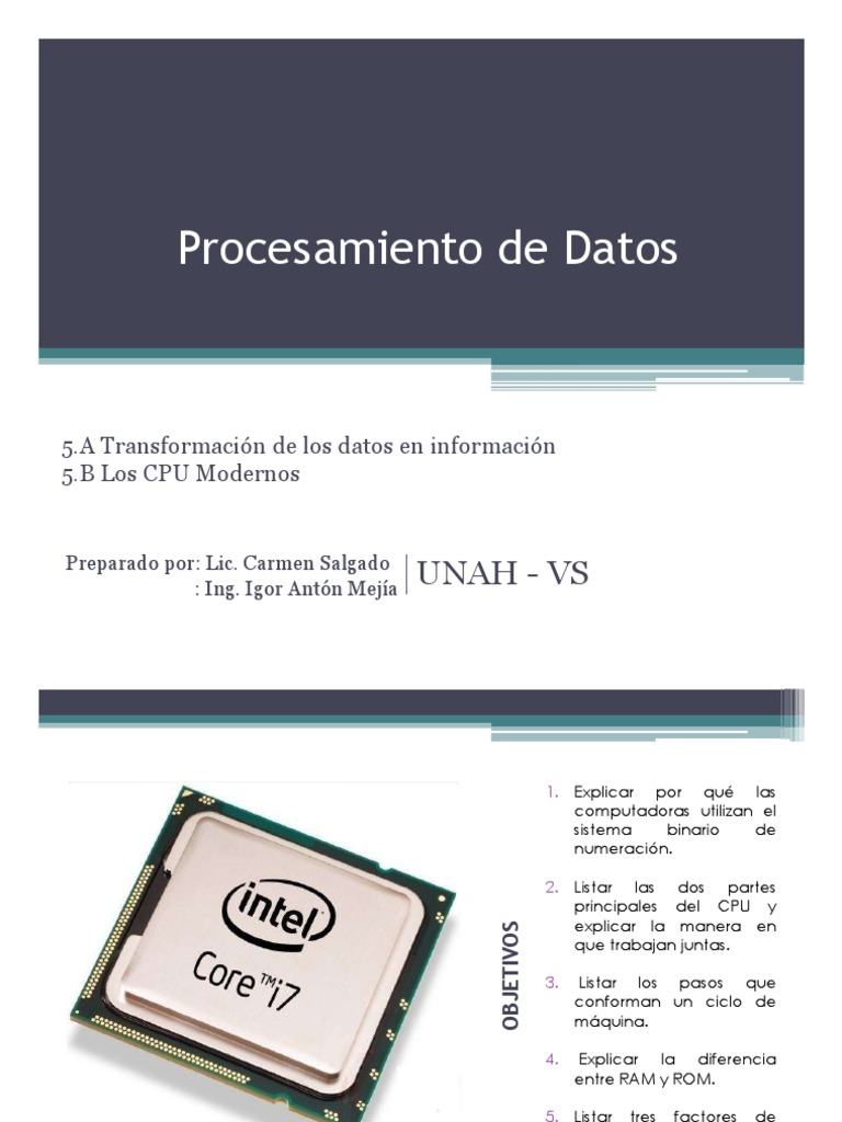 Capitulo5 Procesamiento de Datos | PDF | Unidad Central de ...