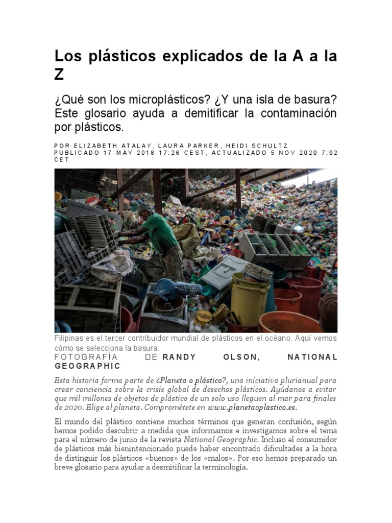Texto 2 - Actividad 1 Los Plásticos Explicados de La A A La Z | PDF ...