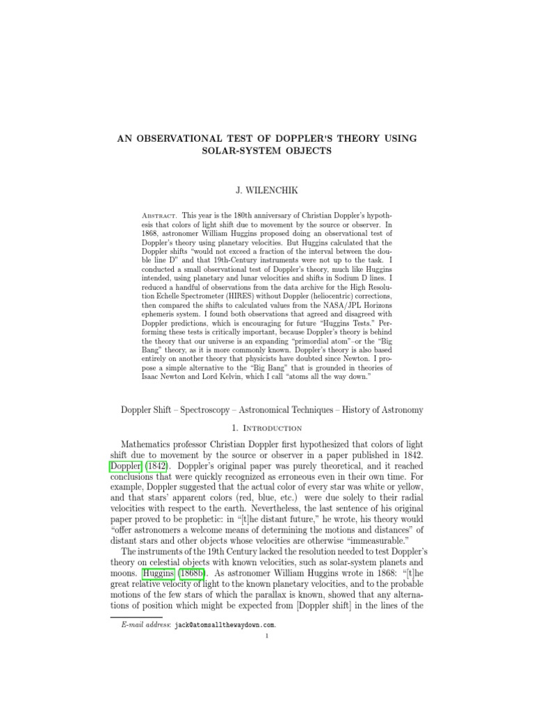 Testing Doppler's Theory with Planets | PDF | Light | Atoms