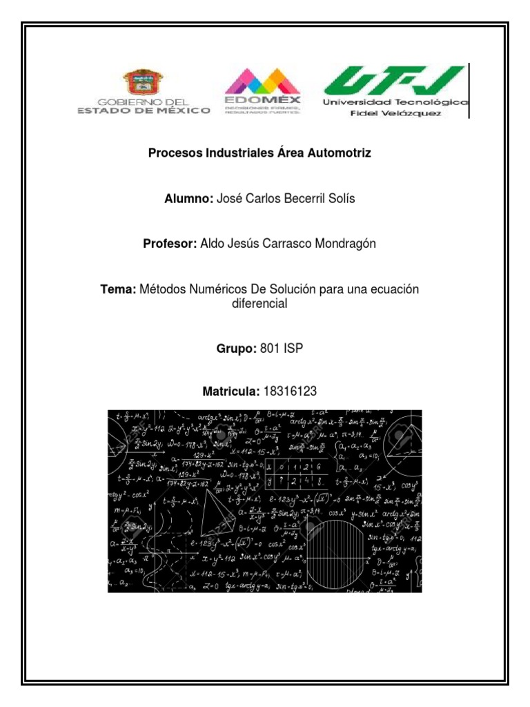 Metodos Numericos De Solucion Para Una Ecuacion Diferencial Pdf