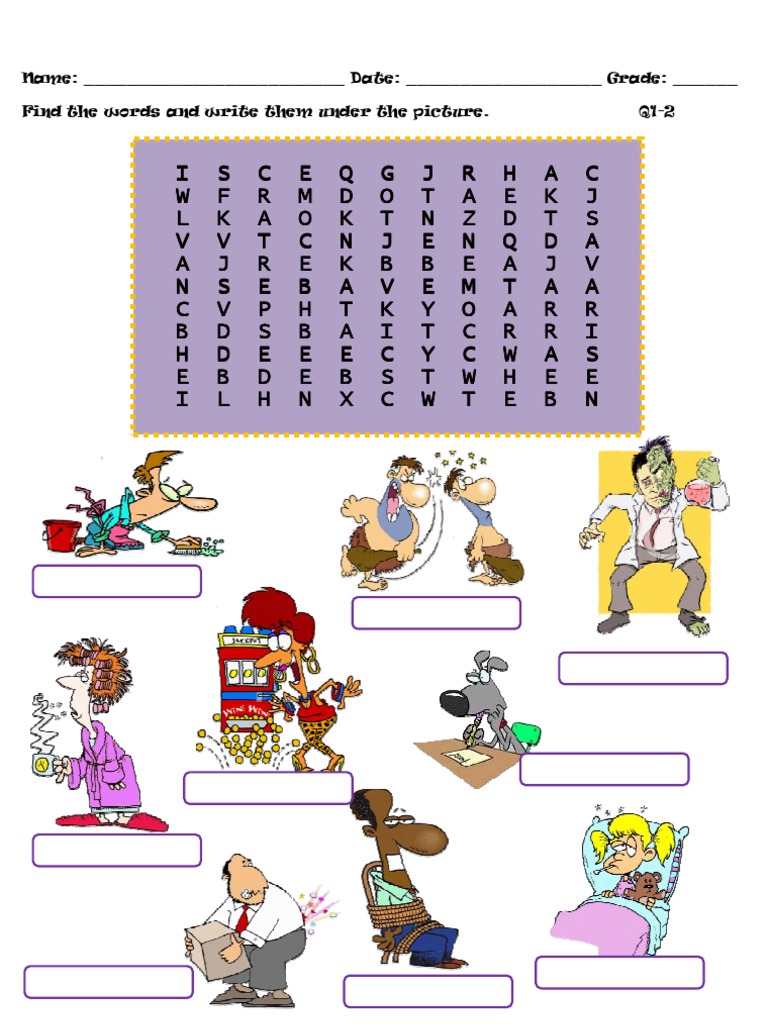 Name: - Date: - Grade: - Find The Words and Write Them Under The ...