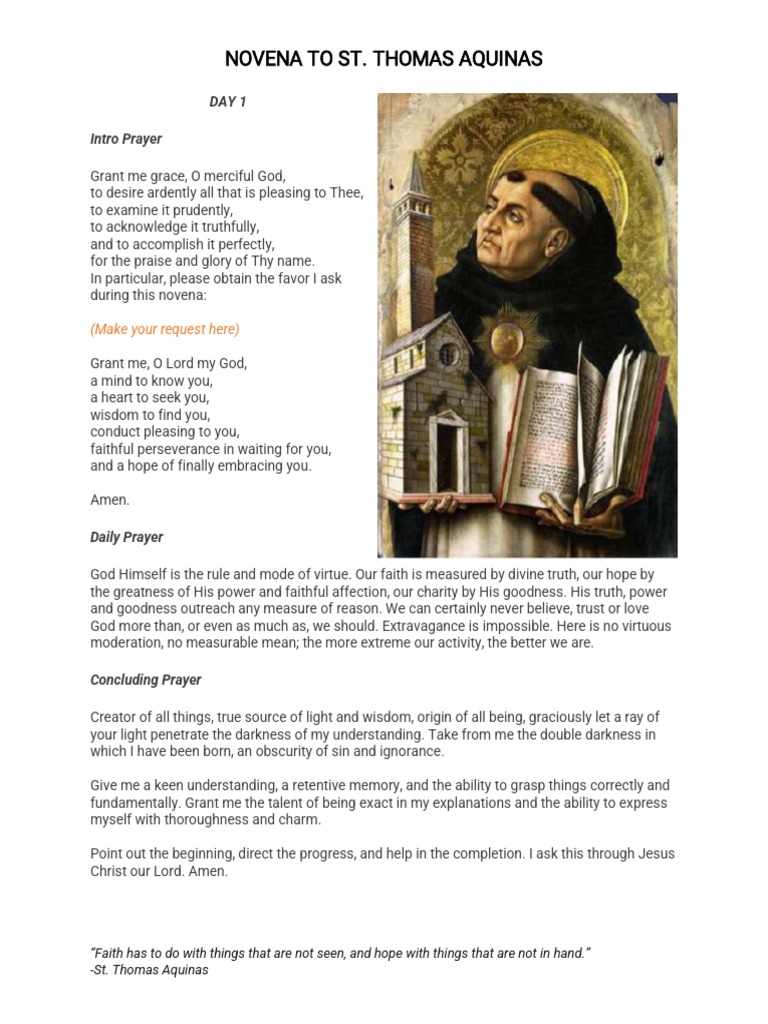 NOVENA St. Thomas Aquinas | PDF | Glory (Religion) | Thomas Aquinas