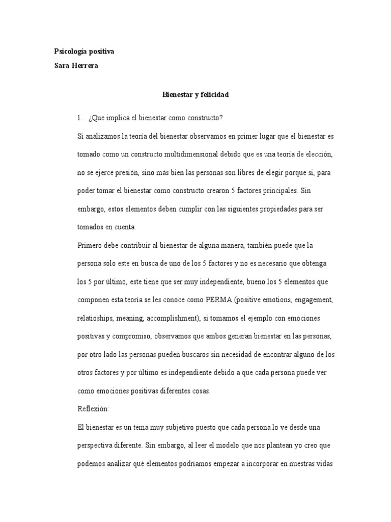 Bienestar Y Felicidad Pdf Felicidad Psicologia Positiva