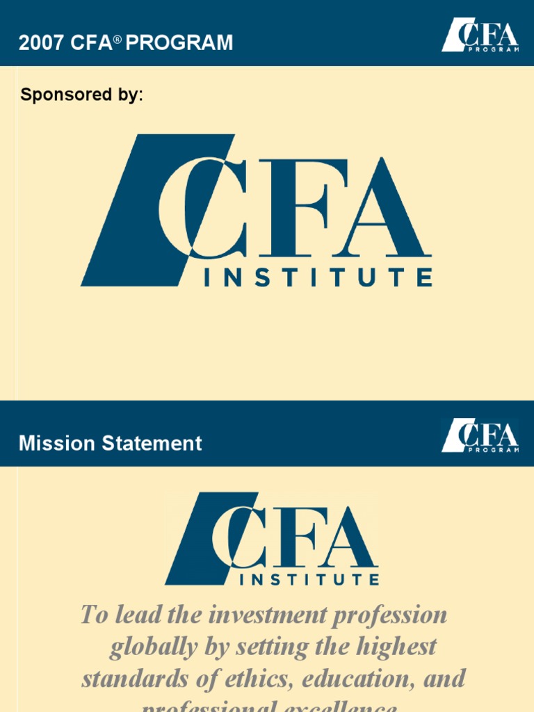 2007 CFA Program: Sponsored by | PDF | Investment Banking | Investment ...