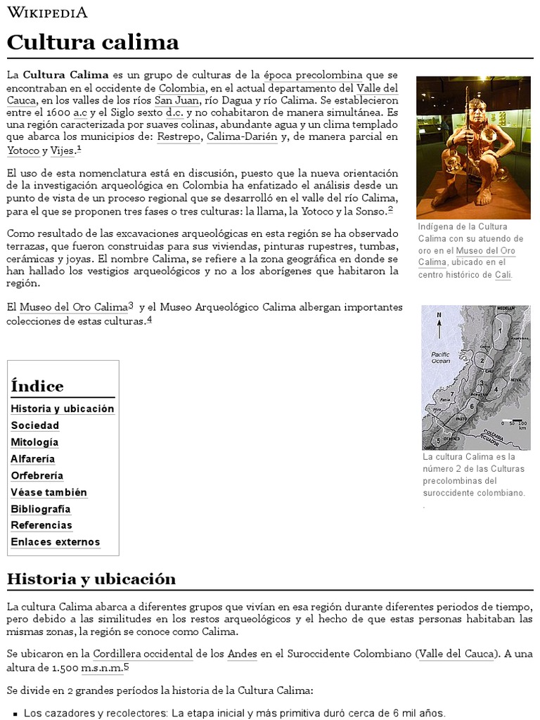 Cultura Calima | PDF | Antropología cultural | Patrimonio cultural