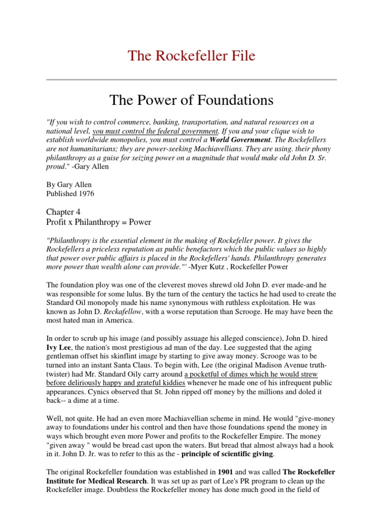 The Rockefeller File - The Power of Foundations | PDF | Rockefeller ...