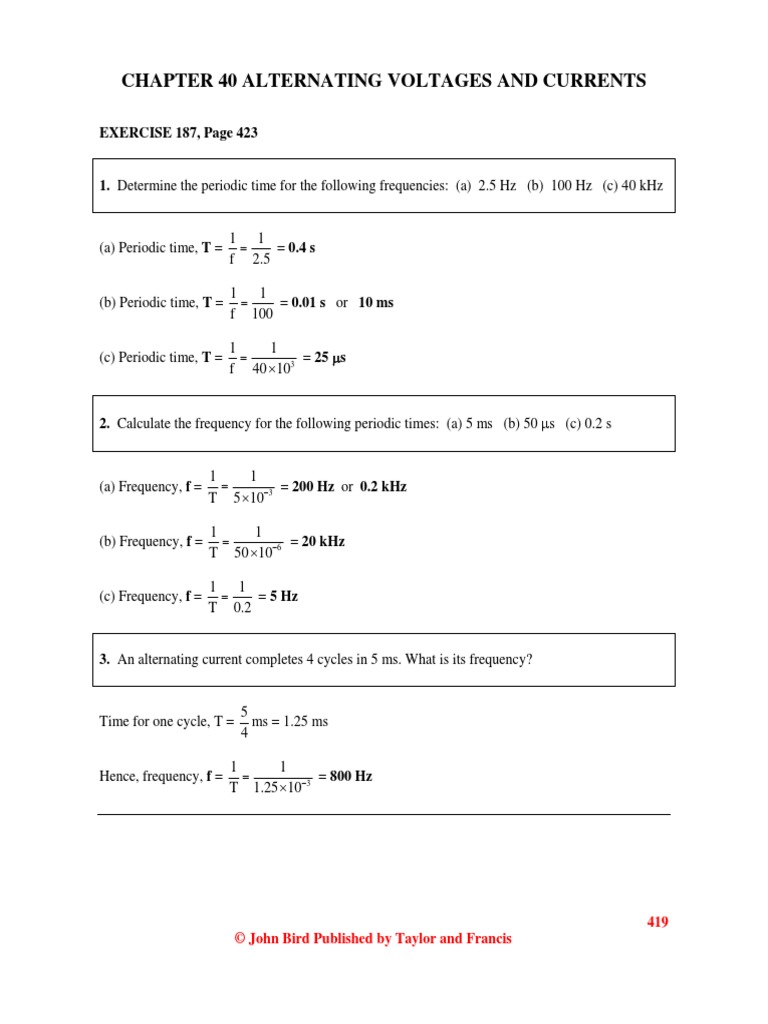 Chapter 40 Alternating Voltages and Currents: 419 © John Bird Published by Taylor and Francis ...
