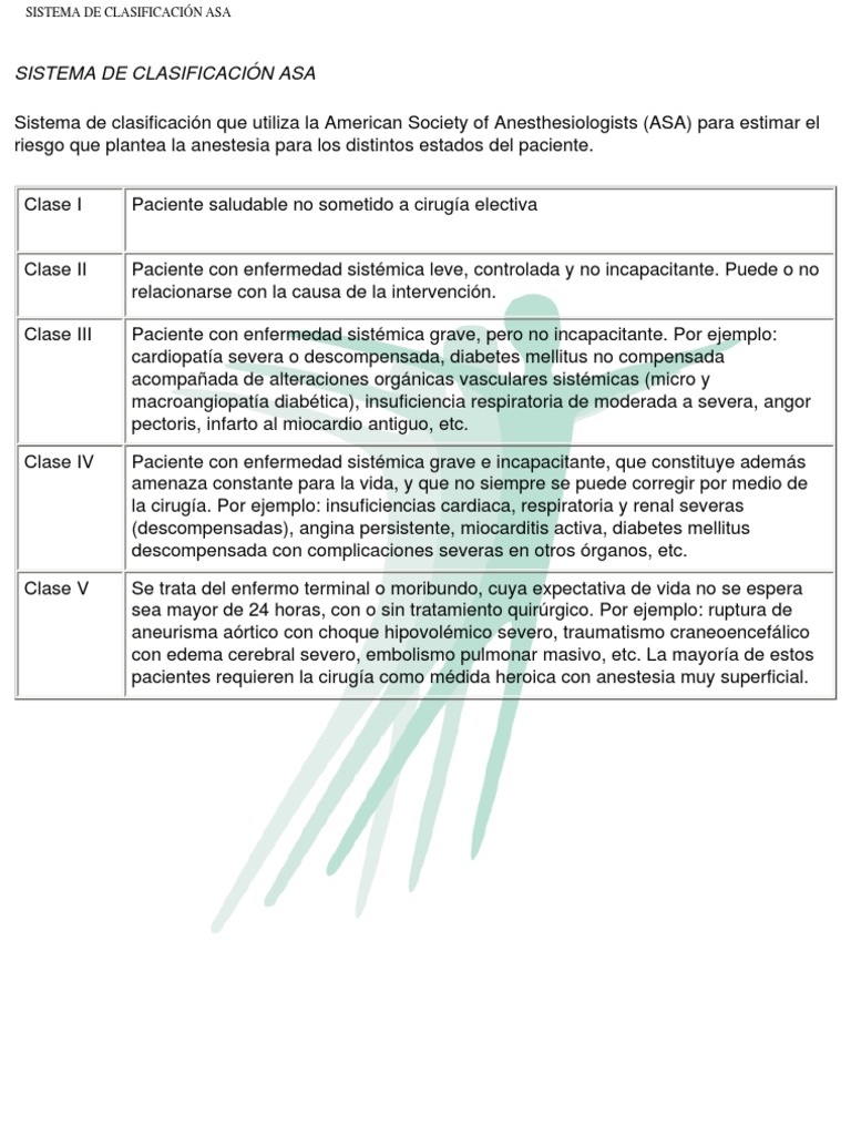 Sistema de Clasificacion Asa | PDF