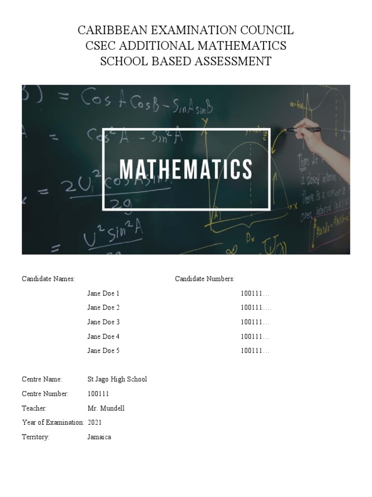 CSEC Additional Mathematics SBA - Group 1 | PDF | Interest | Compound ...