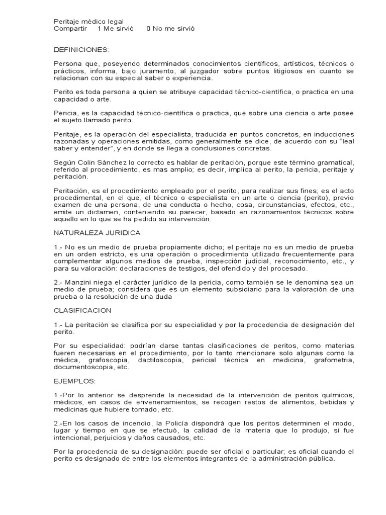 Guía sobre Peritaje Médico Legal | PDF | Testigo experto | Derecho penal