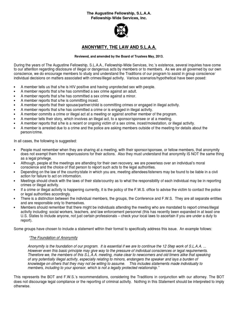 Anonymity The Law and Slaa | PDF | Crime & Violence | Crimes