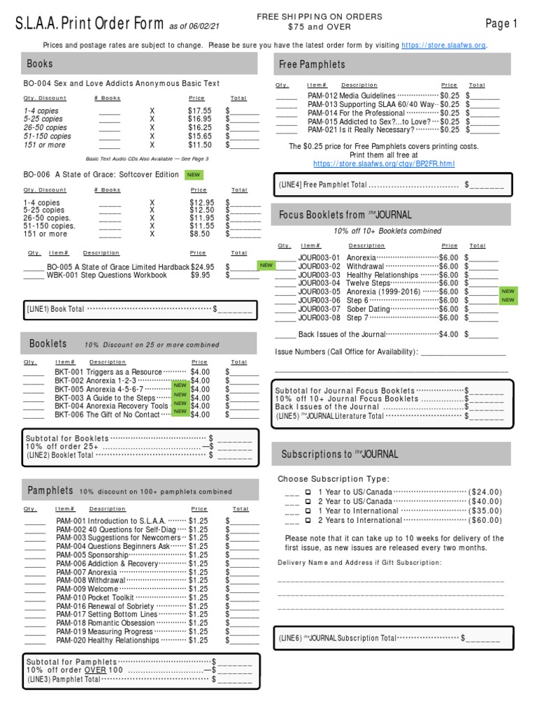 SLAA OrderFormPRINT | PDF | Mail | Credit Card
