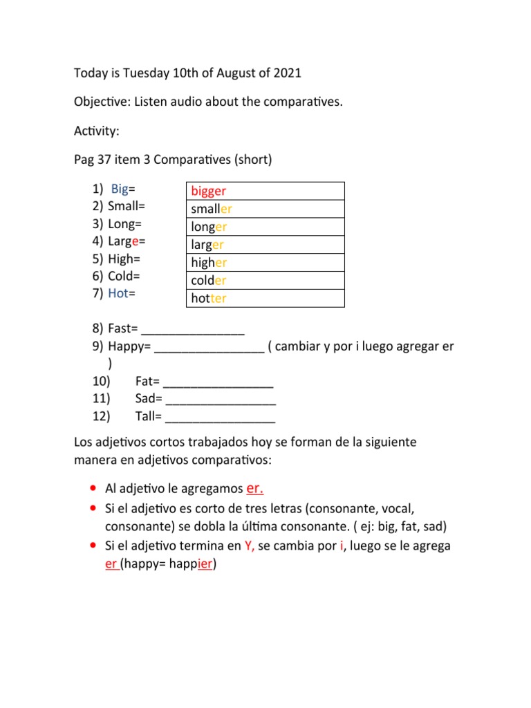 6th Grade Today Is Tuesday 10th of August of 2021 | PDF