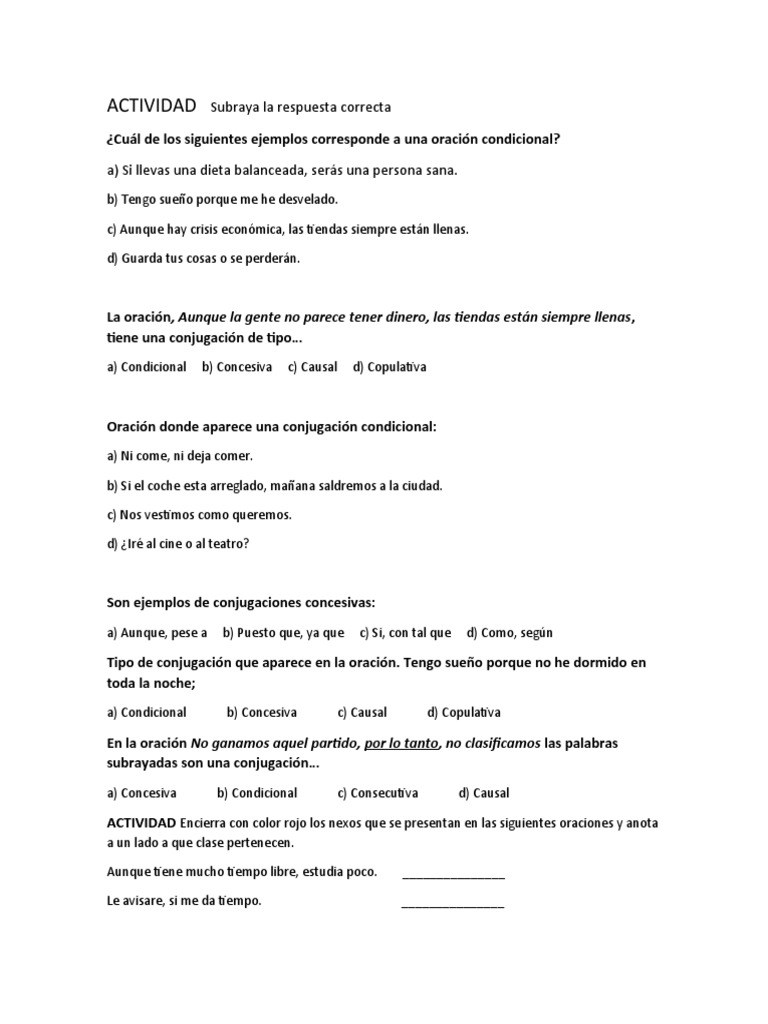 ACTIVIDAD Subraya La Respuesta Correcta | PDF ACTIVIDAD Subraya La Respuesta Correcta | PDF
