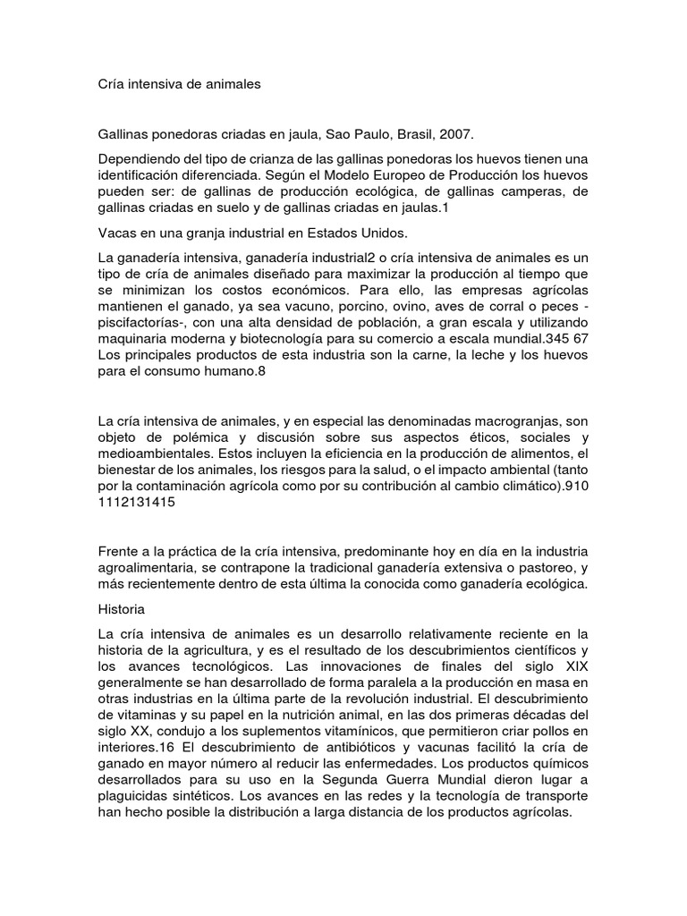 Cría Intensiva de Animales: Impacto y Evolución | PDF | Ganadería ...