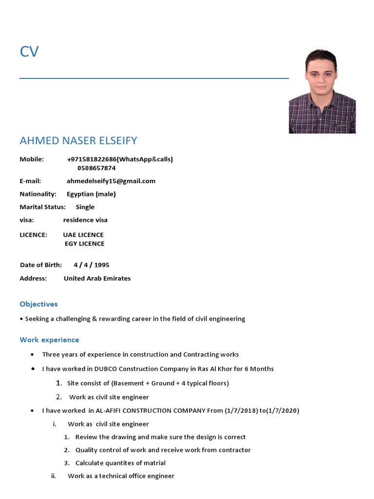 Ahmed Elseify CV (1) - 1 | PDF | Economic Sectors | Engineering