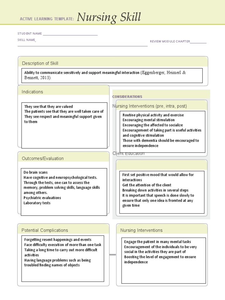 Phase 2 ActiveLearningTemplate Nursing Skill Form | PDF | Dementia | Nursing