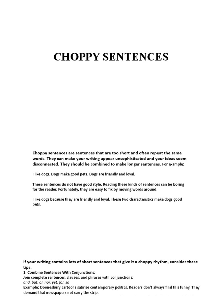 Choppy Sentences | PDF | Sentence (Linguistics) | Linguistics