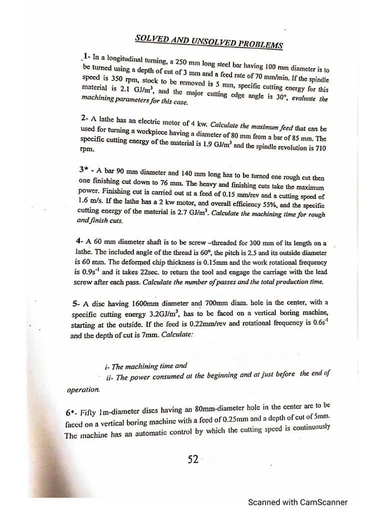 Theory of Machining Sheet 1 | PDF