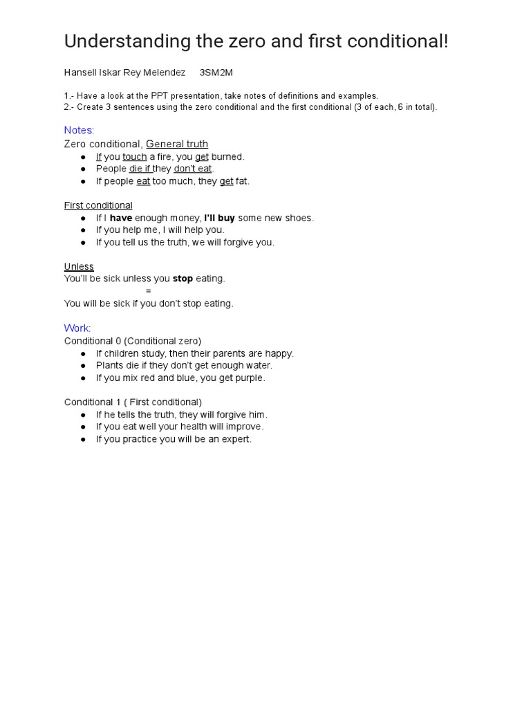 Understanding The Zero and First Conditional! | PDF | Self-Improvement