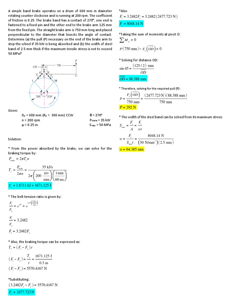 Band Brakes Design Procedure | PDF