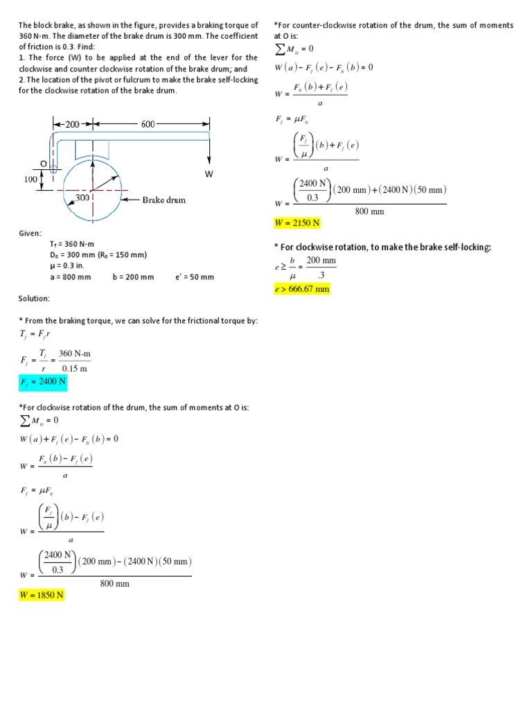 Block Brakes Design Procedure | PDF | Lever | Brake