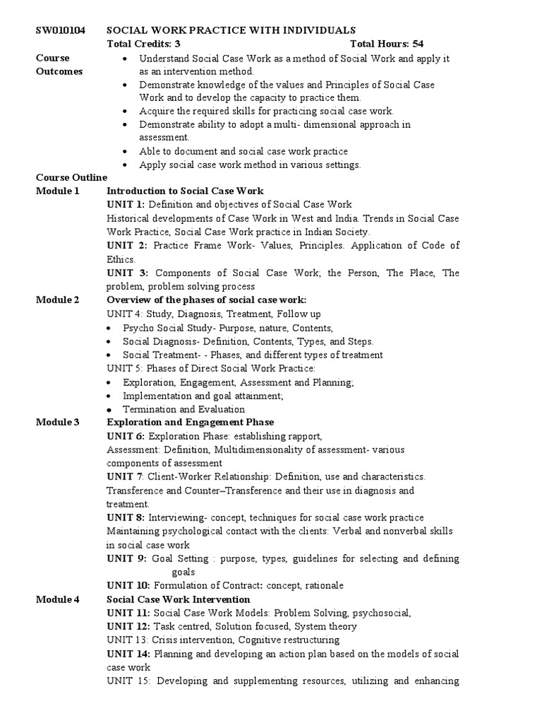 Case Work MSW | PDF | Social Work | Psychotherapy