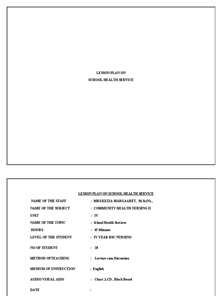 LESSON PLAN ON School Health | PDF | Schools | Lesson Plan