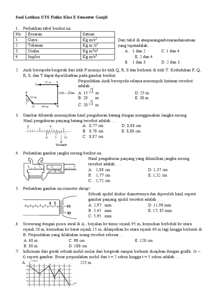 Soal Latihan UTS Fisika Klas X Semester Ganjil | PDF
