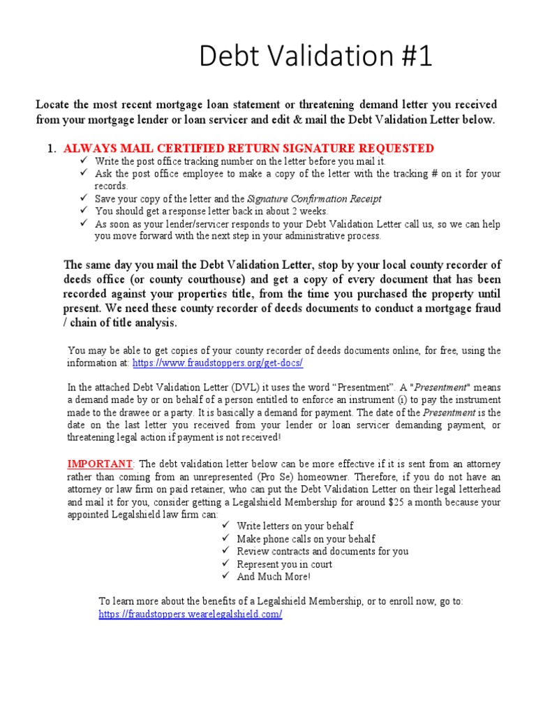 Debt Validation Letter Template | PDF | Debt | Loans