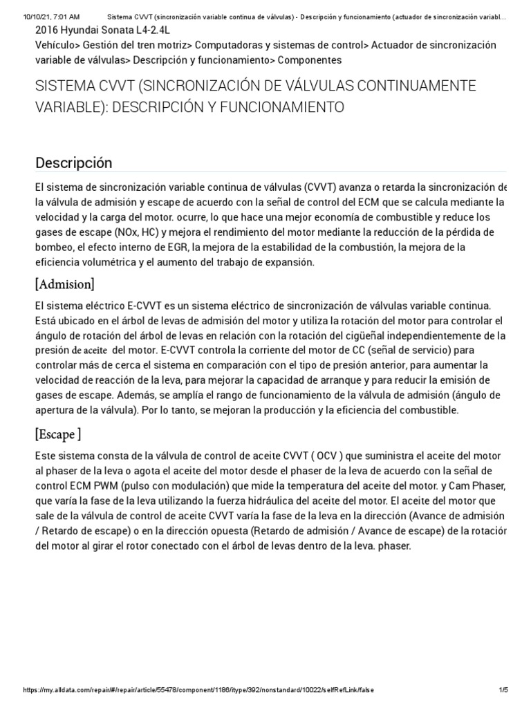 16 E-CVVT Motor - Description and Operation (Variable Valve Timing ...