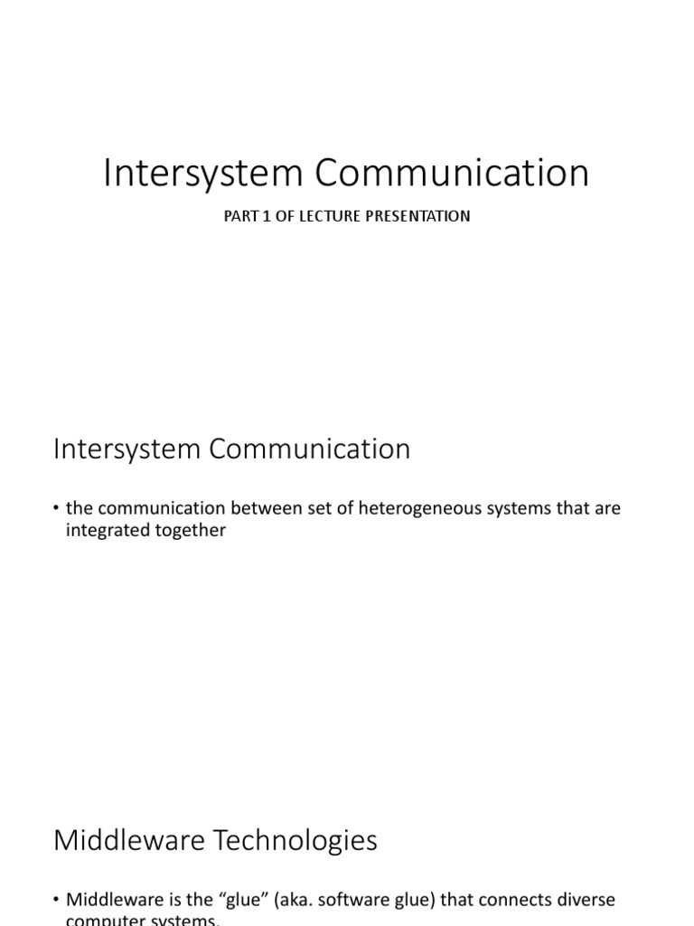 Lecture 6 - Intersystem Communication - Part 1 | PDF | Common Object ...