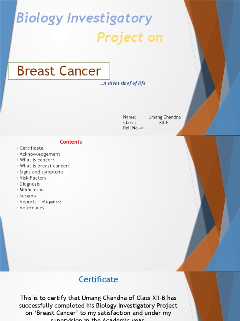 Investigatory Project on Breast Cancer | PDF | Breast Cancer | Cancer
