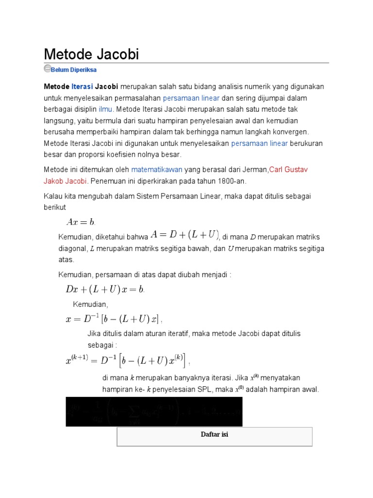 Metode Jacobi | PDF