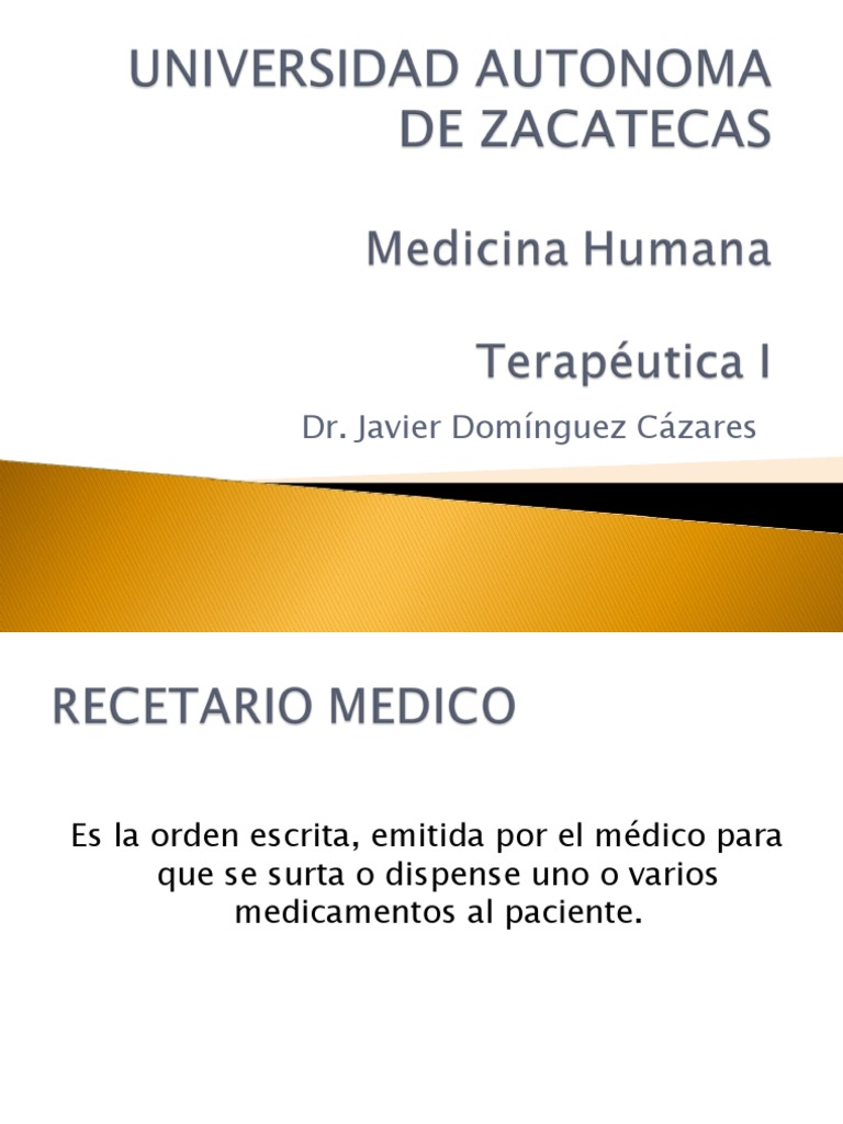 Recetario Medico Clase 1 | PDF | Medicamentos con receta | Prescripción ...