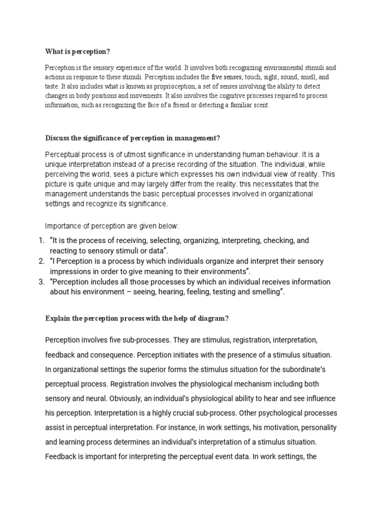 What Is Perception?: Five Senses | PDF | Perception | Senses