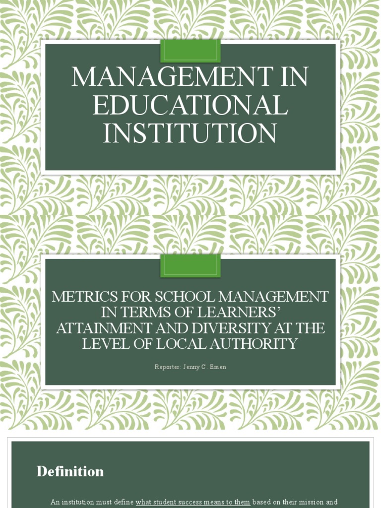 Management in Educational Institution | PDF | Course Credit | Cognition