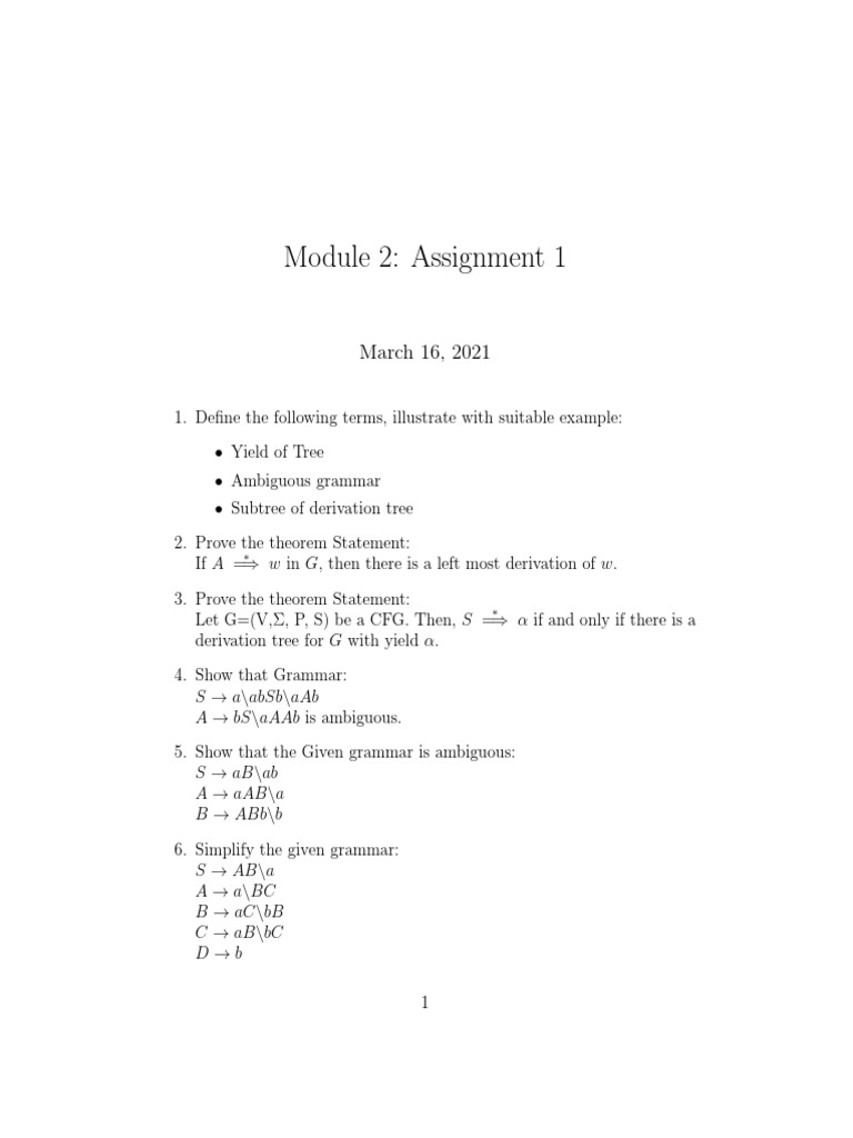 Module 2 Assignment 1 March 16 2021 Pdf Models Of Computation Theory Of Computation
