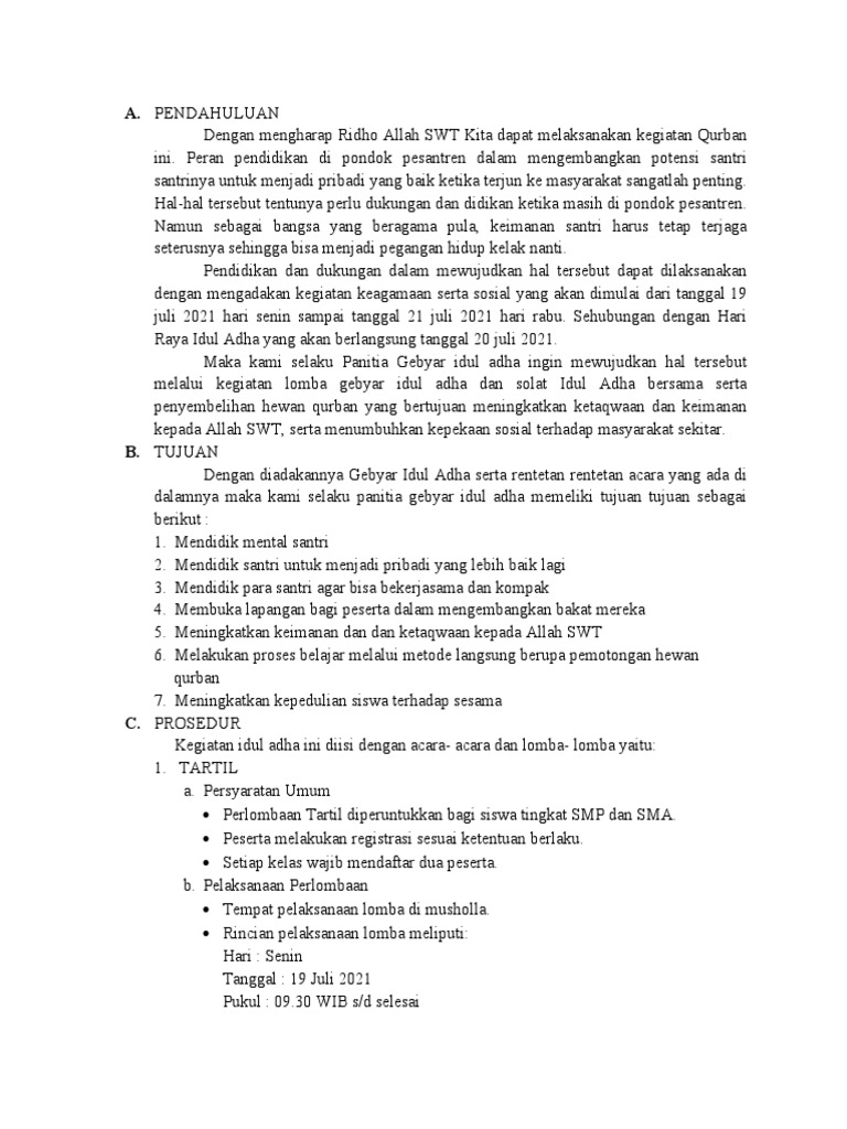 Tor Idul Adha Putri Fix | PDF