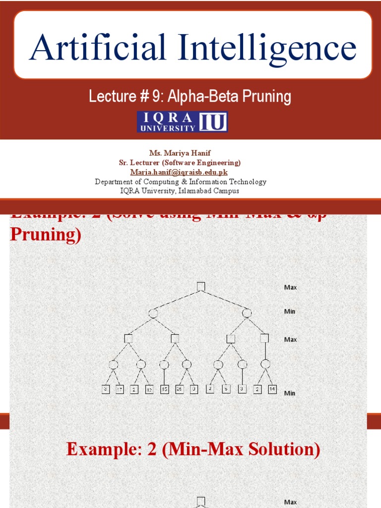 Artificial Intelligence: Lecture # 9: Alpha-Beta Pruning | PDF