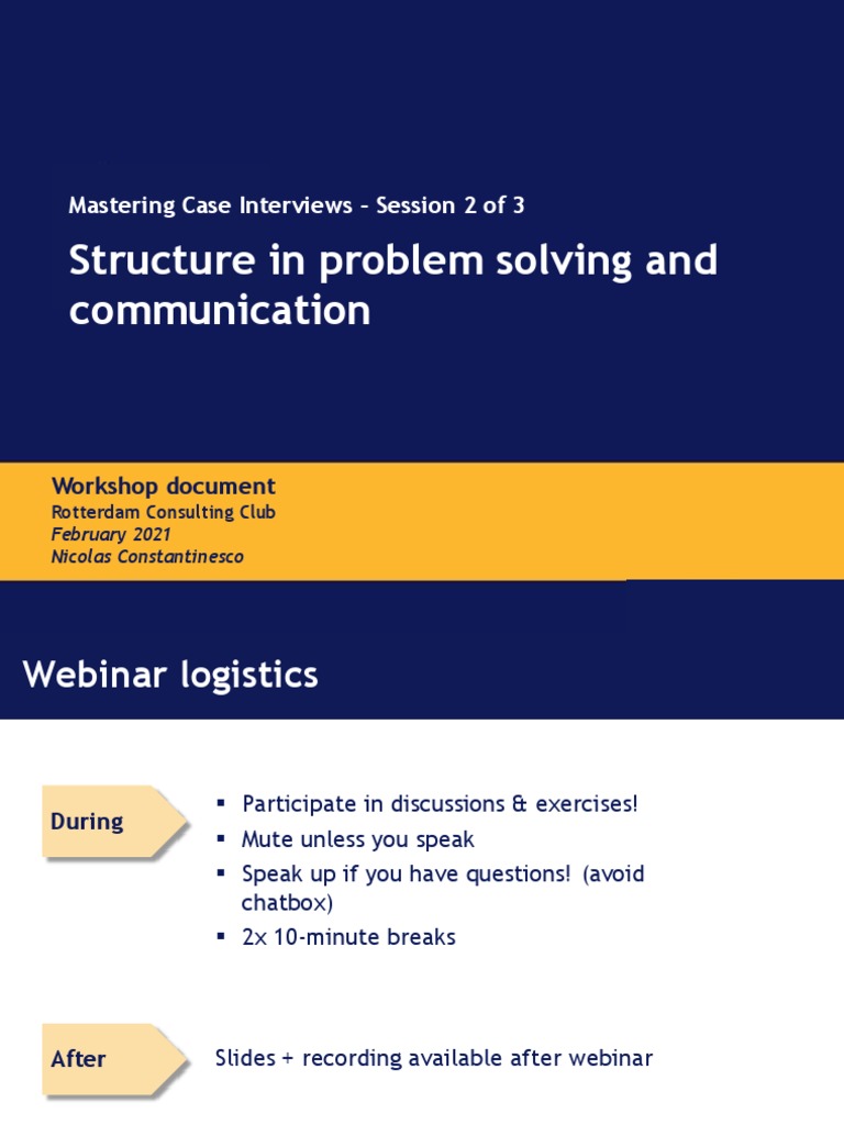 2020-21 RCC Case Interview Structure - Session 2 of 3 | PDF