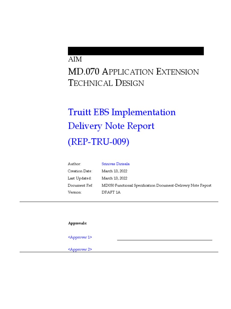 MD070 Technical Design Document - Delivery Note Report-REP - TRU.009 ...