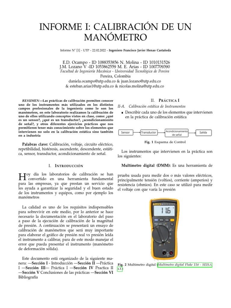 Instrumentaci N Informe | PDF | Calibración | Medición
