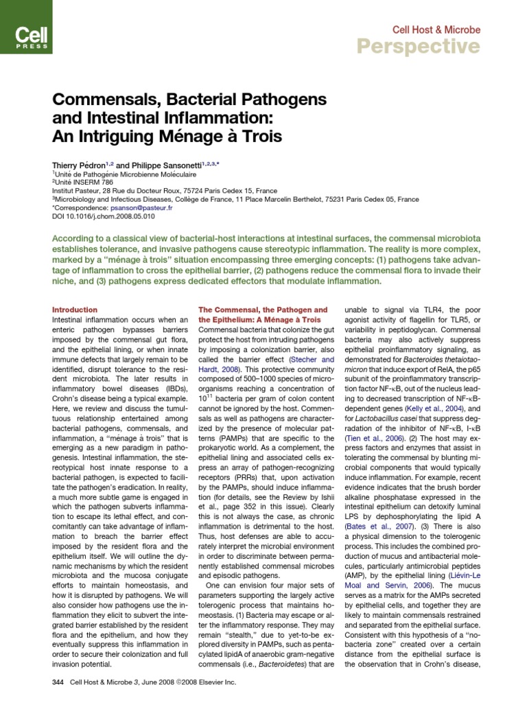 Perspective: Commensals, Bacterial Pathogens and Intestinal ...