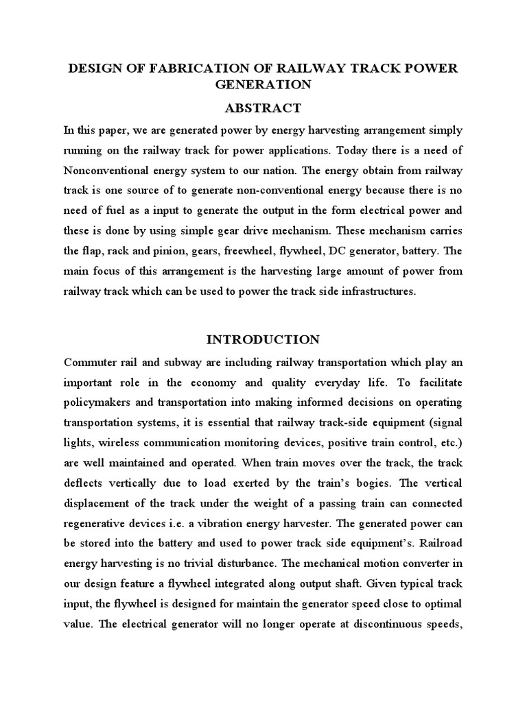 Design of Fabrication of Railway Track Power Generation | PDF ...