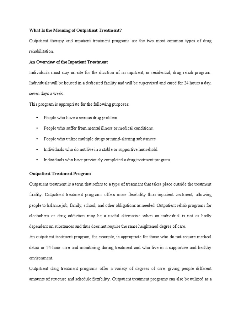 What Is Outpatient Treatment Program | PDF | Drug Rehabilitation | Patient