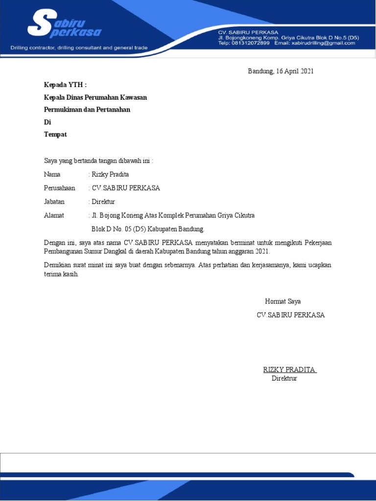 Surat Minat Proyek | PDF