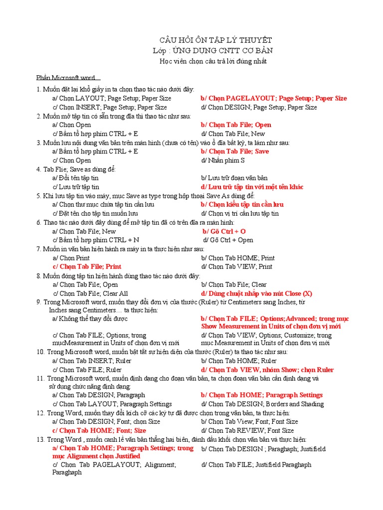 Dap - An - Cau Hoi On Tap Module 3-4 | PDF